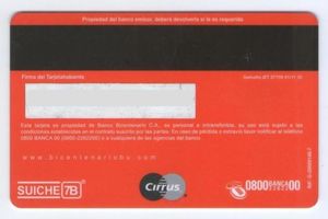 Bank Card: Banco Bicentenario (Banco Bicentenario, VenezuelaCol:VE-MS-0493