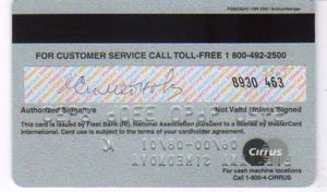 Bank Card: Fleet Platinum (Fleet Bank, United States of AmericaCol:US ...