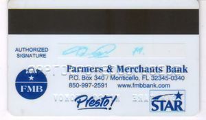 Bank Card: ATM Card FMB (Farmers & Merchants Bank, United States of ...