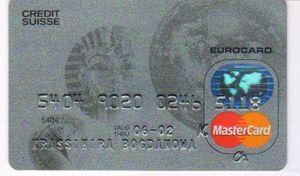 Bank Card: Credit Suisse Eurocard (Credit Suisse, SwitzerlandCol:CH-MC ...