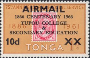 Stamp: 1d postage stamp of 1886 (Tonga(Cent. of Tupou College and of ...