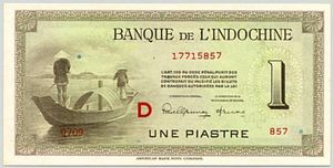 Banknote: 1 Piastre (French Indochina) (1945 ND Issue) Wor:P-76bD