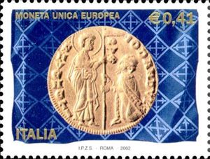 Stamp: Introduction of Euro (Italy) (Introduction of the single ...