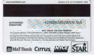 Bank Card: M&T Check Card (Mandtbank, United States of AmericaCol:US-VI ...
