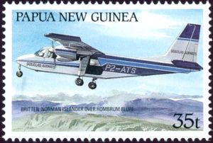Stamp: Britten-Norman Islander over Hombrum Bluff (Papua New Guinea ...