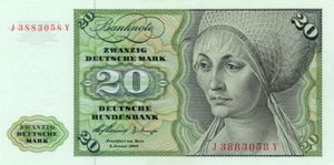 Banknote: 20 Deutsche Mark (Germany, Federal Republic) (1960 Issue) Wor ...