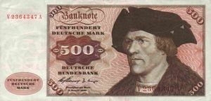 Banknote: 500 Deutsche Mark (Germany, Federal Republic(1960 Issue) Wor ...