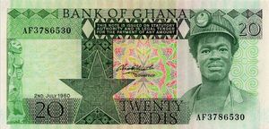 Banknote: 20 Cedis (Ghana(1979-1982 Issue) Wor:P-21b