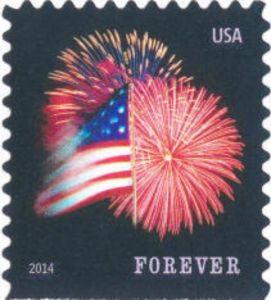 Stamp: Star-Spangled Banner: Flag and Fireworks (United States of ...