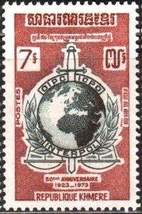 Stamp: Interpol (Cambodia(Interpol, 50th Anniversary) Mi:KH 374,Sn:KH ...
