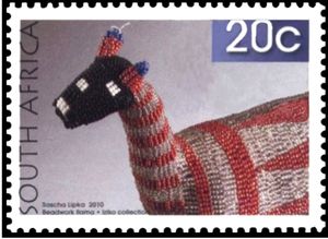 Stamp: Beadwork lama (South Africa(Beaded artwork) Mi:ZA 1991,Sn:ZA ...