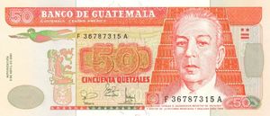 Billete de Banco: 50 Quetzales (Guatemala(2001 & 2007 "Printer G&D ...