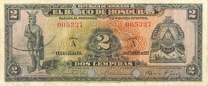 Banknote: 2 Lempiras (Honduras(1932 Issue) Wor:P-35