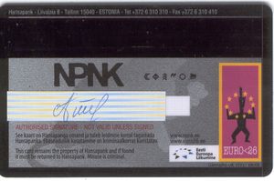 Tarjeta de Banco: Npnk - 8 (Hansapank, EstoniaCol:EE-VE-0048.02