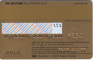 Bank Card: Gold-8 (SEB Pank, EstoniaCol:EE-MC-0140