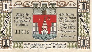 Banknote: 1 Mark (German Notgeld(Hoyer) GrM:633.3-3/3