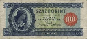 Banknote: 100 Forint (Hungary(1946 Forint Issue - Hungarian National ...
