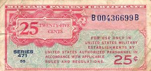 Banknote: 25 Cents (United States of America(Military Payment ...