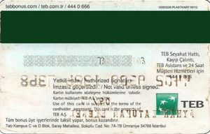 Bank Card: TEB Bonus (Turk Ekonomi Bankasi, Türkiye (Turkey)Col:TR-VI-0131
