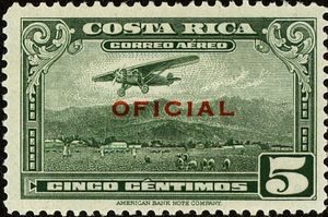 Stamp: Mail Plane with overprint "OFICIAL" in red (Costa Rica(Officials ...
