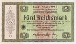 Banknote: 5 Reichsmark (Germany) (1933 Issue - Conversion Fund For ...