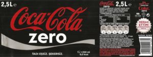 Drink Label: Coca Cola Zero (Coca Cola İçecek A.Ş., Türkiye (Turkey)Col ...