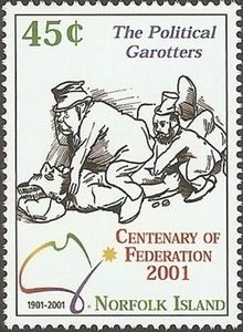 Stamp: "The Political Garotters" (Norfolk Island(Centenary of ...