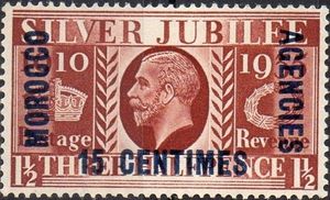 Stamp: George V Silver Jubilee (Morocco, British Post Office(Morocco ...