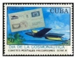 Stamp: 1936 U.S.A. cover and rocket (Cuba(Cosmonautics Day 1990) Mi:CU ...