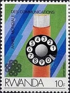 Stamp: Telephone (Rwanda) (World Communication Year) Mi:RW 1262,Sn:RW ...