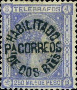 Stamp: Telegraph stamp - surcharged in black (Philippines(Telegraph ...