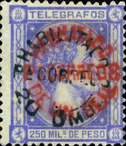 Stamp: Telegraph stamp - surcharged in red and black (Philippines ...