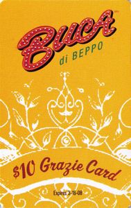 Gift Card: Grazie card (Buca di Beppo, United States of America) (Buca ...