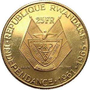 Coin: 25 Francs (Independence 1961) (Rwanda(1965 - First Gold Series ...