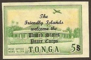 Stamp: Post Office, Nuku'alofa (Tonga(Arrival of U.S. Peace Corps in ...