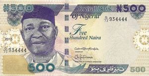 Banknote: 500 Naira (Nigeria(1984-2022 Issue) Wor:P-30n