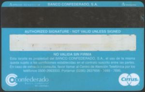 Bank Card: Confederado (Banco Confederado, VenezuelaCol:VE-MS-0499 💳