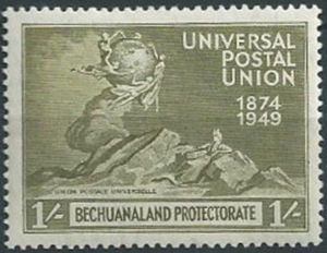 Stamp: U.P.U. Monument, Berne (Bechuanaland Protectorate(75th ...