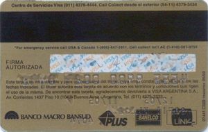 Tarjeta de Banco: Marco card (Banco Bansud/Banco Macro, ArgentinaCol:AR ...
