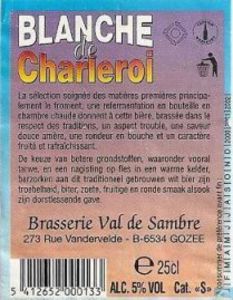Drink Label: Blanche de Charleroi (Brasserie Val De Sambre, BelgiumCol ...