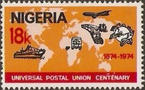 Stamp: World Map (Nigeria(U.P.U. (Universal Postal Union), Centenary ...