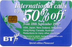 Phonecard: "International Calls Up To 50% Off"' (British Telecom ...