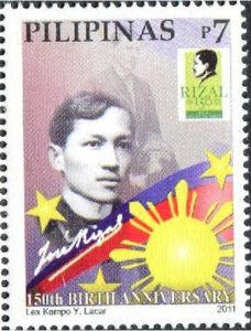 Stamp: Rizal, Philippine Flag (by Lex Kempho Y. Lacar) (Philippines(Dr ...