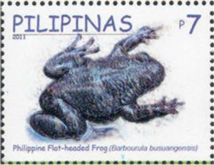 Stamp: Philippine Flat-headed Frog (Barbourula busuangensis) (Philippines(Endemic Frogs of the ...