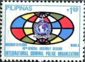 Stamp: INTERPOL emblem and globe (Philippines(49th General Assembly ...