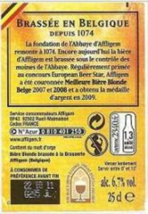 Drink Label: Affligem Blonde (Brouwerij Affligem / De Smedt (Heineken ...