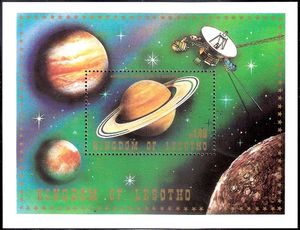 Stamp: Saturn (Lesotho(Voyager and Columbia) Mi:LS BL8,Sn:LS 320,Yt:LS ...