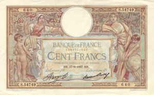 Banknote: 100 Francs (France(1923-1937 Issue) Wor:P-78c.78 💴