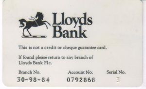 Cartões de bancos: Lloyds Bank Cashpoint card (Lloyds TSB, Reino ...