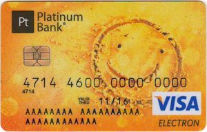 Bank Card: Visa Electron (Platinum Bank, UkraineCol:UA-VE-0469.01